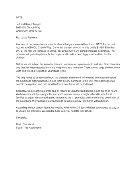 Free Printable Lease Renewal Letter Templates Word Pdf Sample Landlord