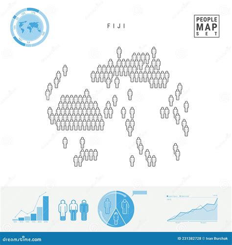 Fiji People Icon Map Stylized Vector Silhouette Of Fiji Population