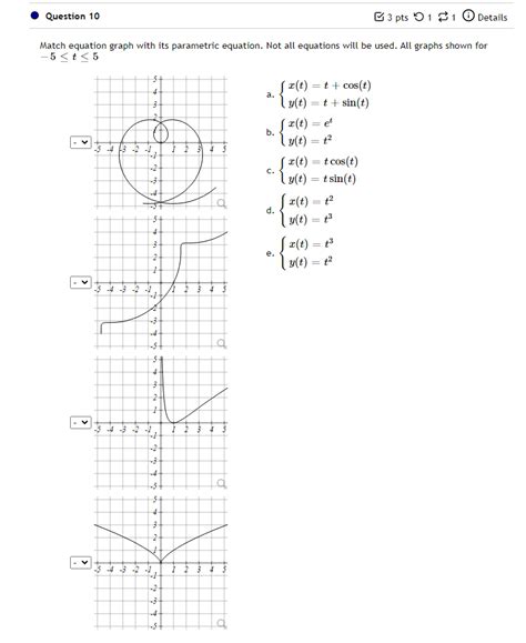 [solved] Match Equation Graph With Its Parametric Equatio