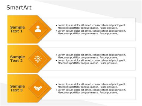 SmartArt List Vertical Block 3 Steps SlideUpLift