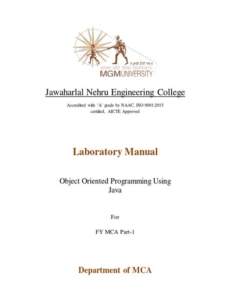 Lab Manual Oop Fymca Mgmu 20 21 Descargar Gratis Pdf Engineering Method Computer Programming