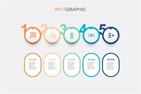 빅 데이터 데이터 마이닝 Ai 로봇 신경망 Ai 아키텍처 아이콘 인포그래픽 디자인 템플릿 5단계의 창의적인 개념 프리미엄 벡터