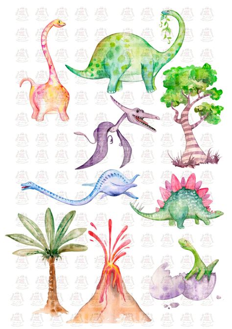 Вафельна картинка на торт Динозаври 101118 с Доставкой по Украине Кондитерський декор от