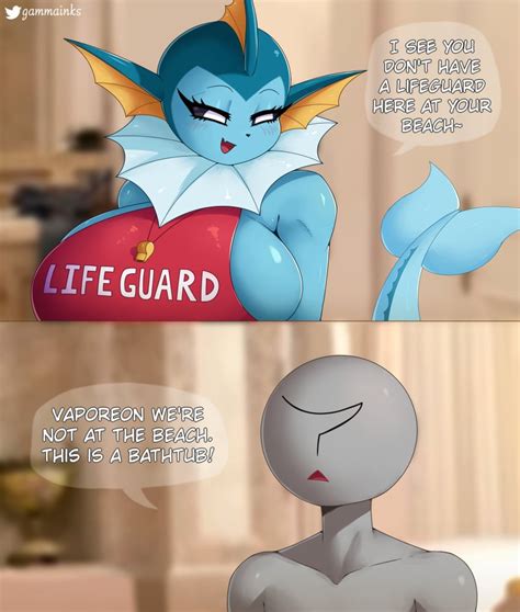 Rule 34 Anon Bathtub Lifeguard Meme Big Breasts Blue Skin Comic Costume Eeveelution Furry