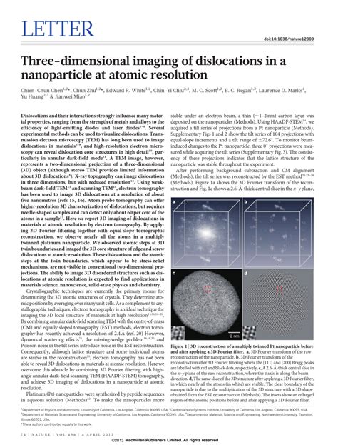 Pdf Three Dimensional Imaging Of Dislocations And Defects In Materials At Atomic Resolution