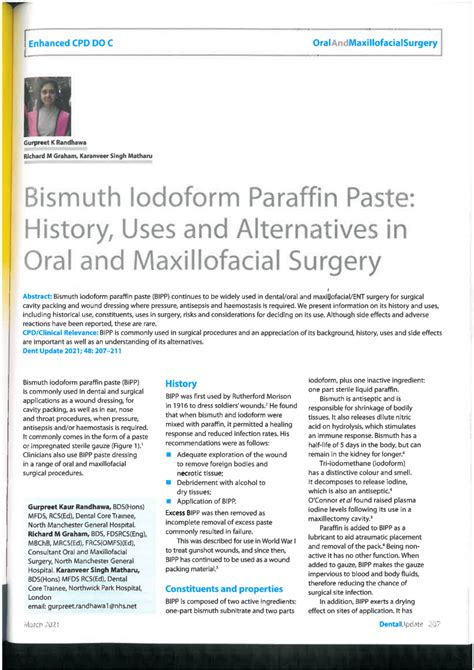 Pdf Bismuth Iodoform Paraffin Paste History Uses And Alternatives In Oral And Maxillofacial