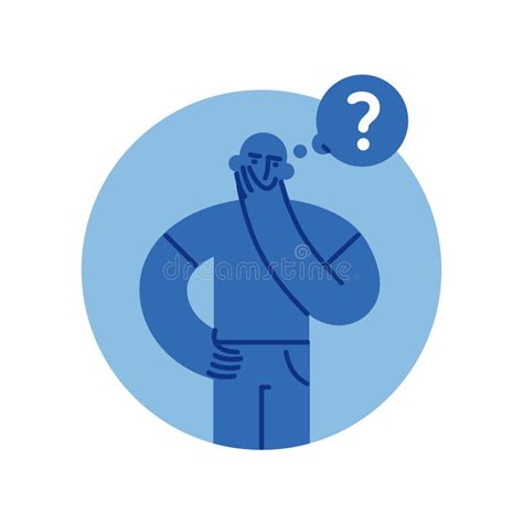 Puzzled Man Thinking With Question Mark Flat Style Illustration Stock Vector Illustration Of