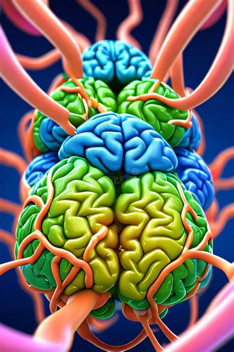 Microscopic View Of Neurons And Synapses In The Brain Concept Stock Illustration