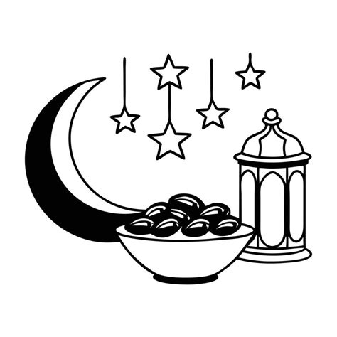 Black And White Illustration Of Ramadan Ifter 57985161 Vector Art At Vecteezy