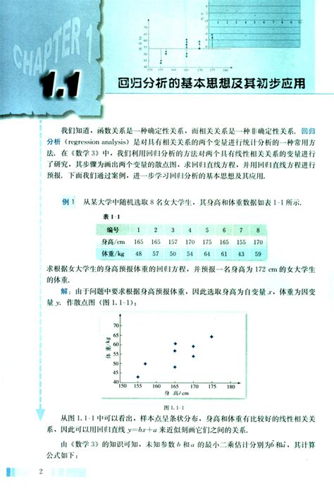 1 1回归分析的基本思想及其初步应用 人教版高中数学选修1 2 中学课本网