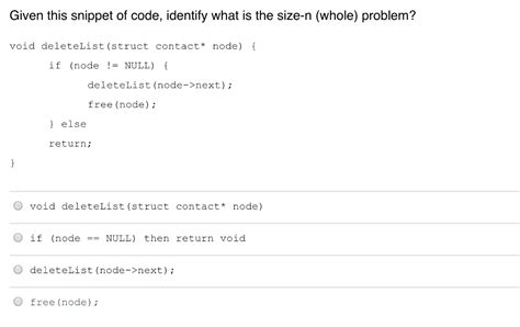 Solved Given This Snippet Of Code Identify What Is The Chegg Com