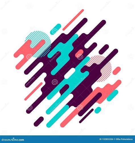 Modern Abstract Geometric Background With Various Rounded Linear Figures Vector Illustration Of