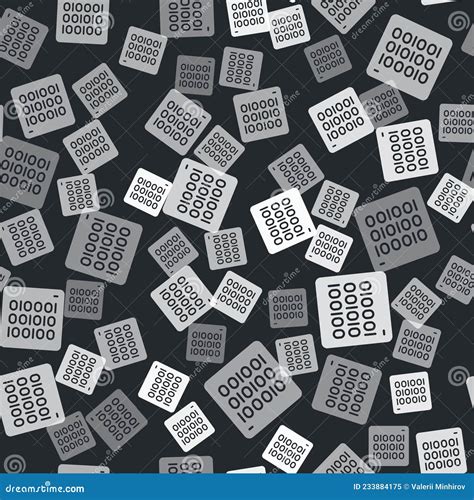 Grey Binary Code Icon Isolated Seamless Pattern On Black Background Vector Stock Vector