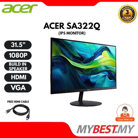 Acer Ultra Slim Sa Q Abi Flat Led Monitor Inch Fhd Ips Panel Hz Ms