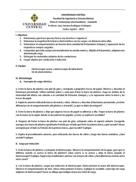 Guialab Fenómenos Electrostáticos Pdf Electrostática Electricidad