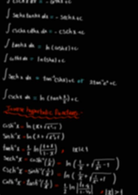 Solution Integration And Differentiation Rules Of Inverse Hyperbolic