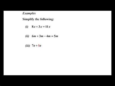 Algebra I Monomial Addition And Subtraction I YouTube