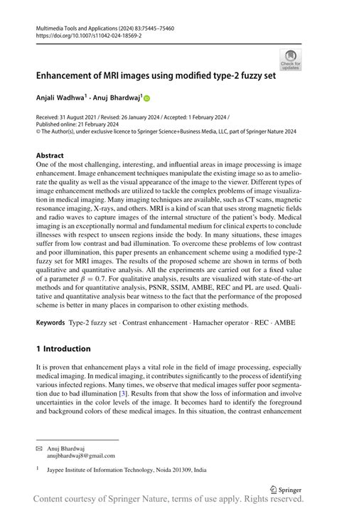 Enhancement Of Mri Images Using Modified Type 2 Fuzzy Set