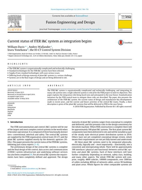 Current Status Of Iter Iandc System As Integration Begins Pdf Power Supply Programmable