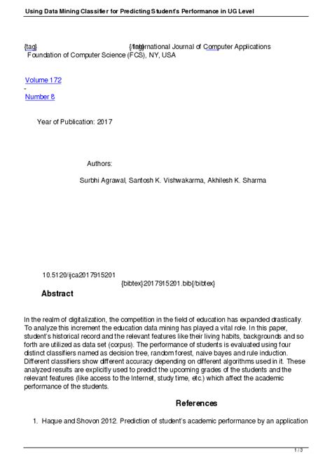 Pdf Using Data Mining Classifier For Predicting Students Performance