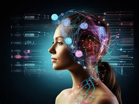 Premium Ai Image Profile Of A Woman With A Digital Neural Network Overlay Symbolizing