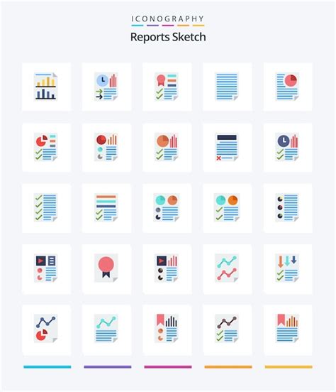 Free Vector Creative Reports Sketch 25 Flat Icon Pack Such As Page Data Report Report Page