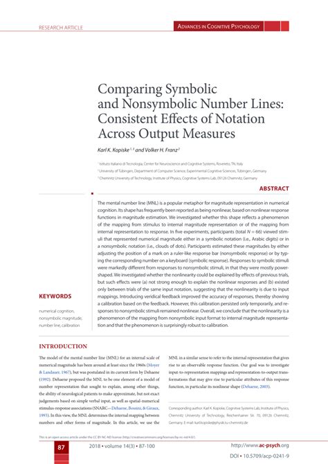 Pdf Comparing Symbolic And Nonsymbolic Number Lines Consistent
