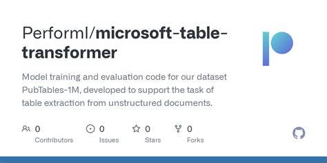 Github Performlmicrosoft Table Transformer Model Training And