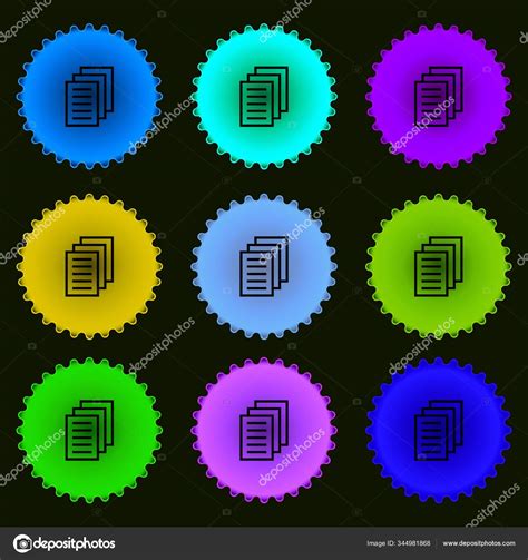 Copy File Duplicate Document Icon Sign Set Nine Different Colored Stock Vector By ©yayimages