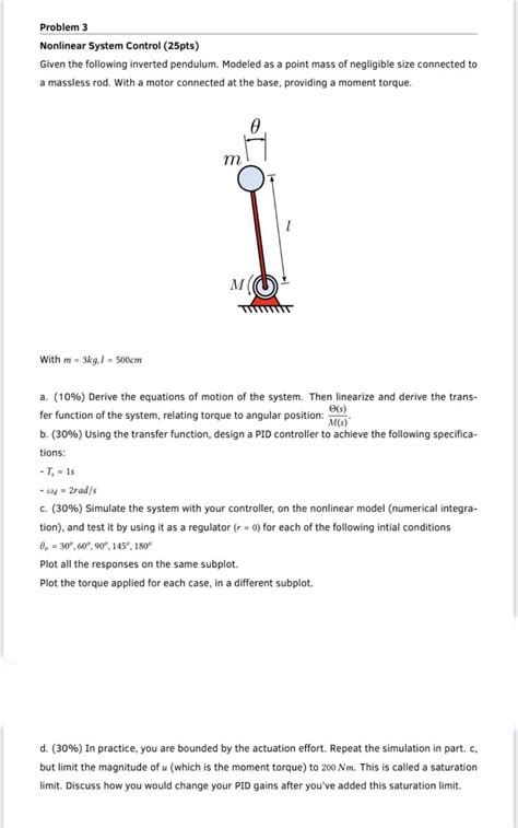 Problem Nonlinear System Control Pts Given The Chegg