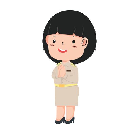 Thai Teacher Girl Government Uniform Cartoon 20149922 Vector Art At