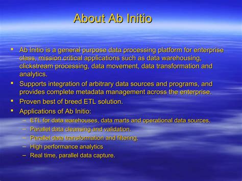Ab Initio Training Ab Initio Architecture Ppt