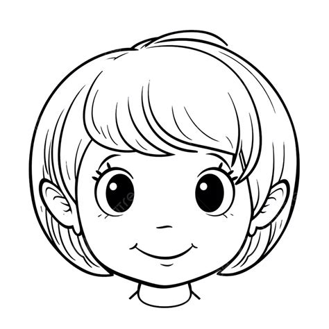 รูประบายสีภาพระบายสีหน้าเด็กผู้หญิง Png โครงร่างทรงผมการ์ตูนน่ารักพื้นฐานง่ายๆ โดดเดี่ยวบน
