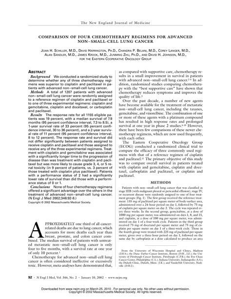 Pdf Comparison Of Four Chemotherapy Regimens For Advanced Nonsmall