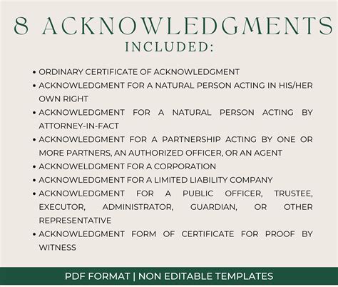 8 Printable Notary Acknowledgment Certificates Acknowledgments Printable Certificates