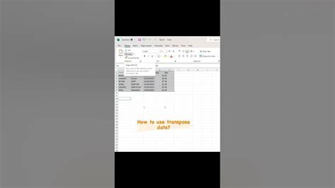 Transpose Data Excel Tips Excel Tutorial Thelearnyn Shorts Youtube