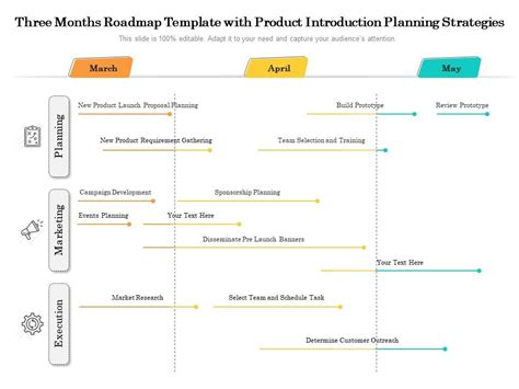 Three Months Roadmap Template With Product Introduction Planning Strategies Rules