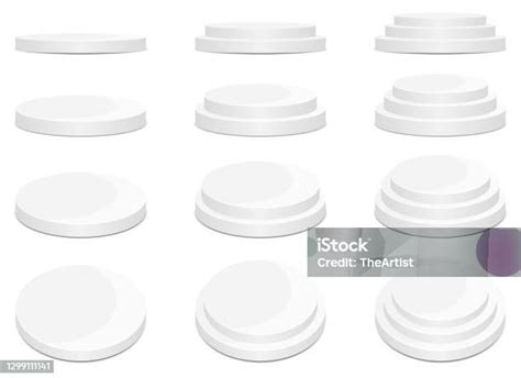 흰색 배경에 격리 된 라운드 스테이지 포디움 벡터 디자인 일러스트레이션 3차원 형태에 대한 스톡 벡터 아트 및 기타 이미지
