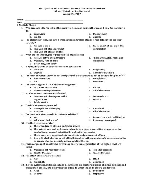 Iso 9001 Quiz Pdf Quality Management Iso 9000