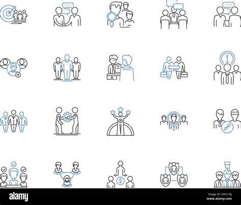 Team Building Outline Icons Collection Teamwork Collaboration Communication Bonding Trust