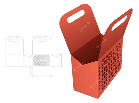 포장 상자 다이 컷 템플릿 및 3d 모형 프리미엄 벡터