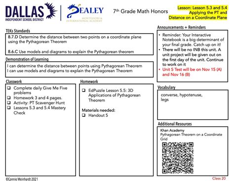 Lessons 5 3 And 5 4 Applying The Pythagorean Theorem And Distance On A