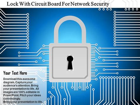 Lock With Circuit Board For Network Security Ppt Slides Presentation