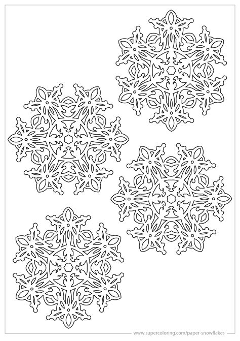 4 шаблона снежинок Поделки из бумаги для детей