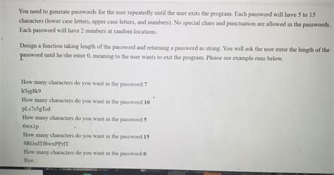 Solved You Need To Generate Passwords For The User