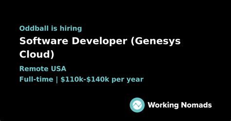 Software Developer Genesys Cloud At Oddball Working Nomads