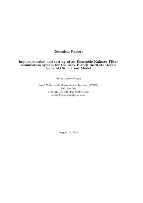 Pdf Implementation And Testing Of An Ensemble Kalman Filter Assimilation System For The Max