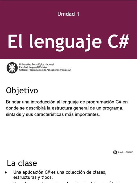 Unidad 1 Csharp Pdf C Sharp Lenguaje De Programación