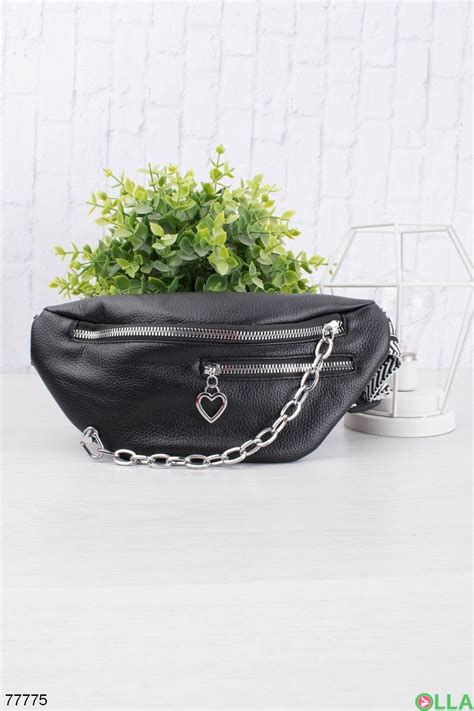 Жіноча чорна сумка бананка з еко шкіри ціна 209 грн И 7800 купити в інтернет магазині недорого