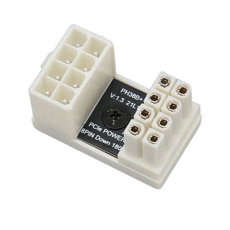 Gpu Pcie Connector White 8pin 180 Degrees Abs Shell Thick Copper Graphics Card Power Connector